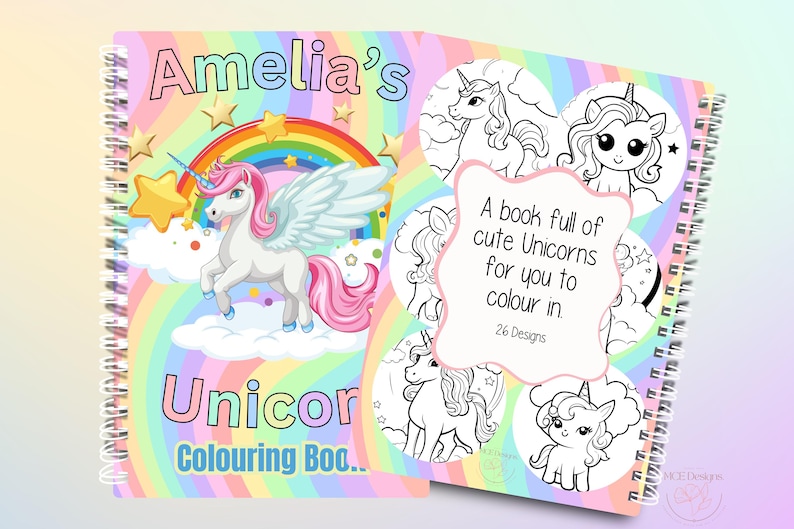 Personalised Kids Colouring Book. Custom Colouring Book. "unicorns" 26 ...