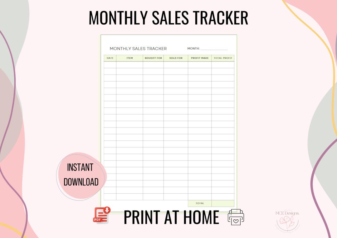 Printable Sales Tracker, Sales Tracking Template, Reseller Tracker ...