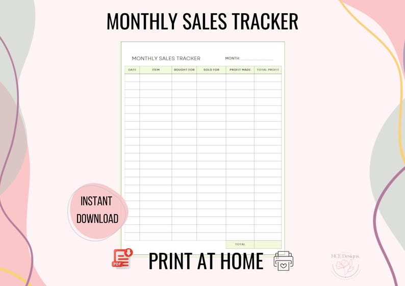 Printable Sales Tracker, Sales Tracking Template, Reseller Tracker ...