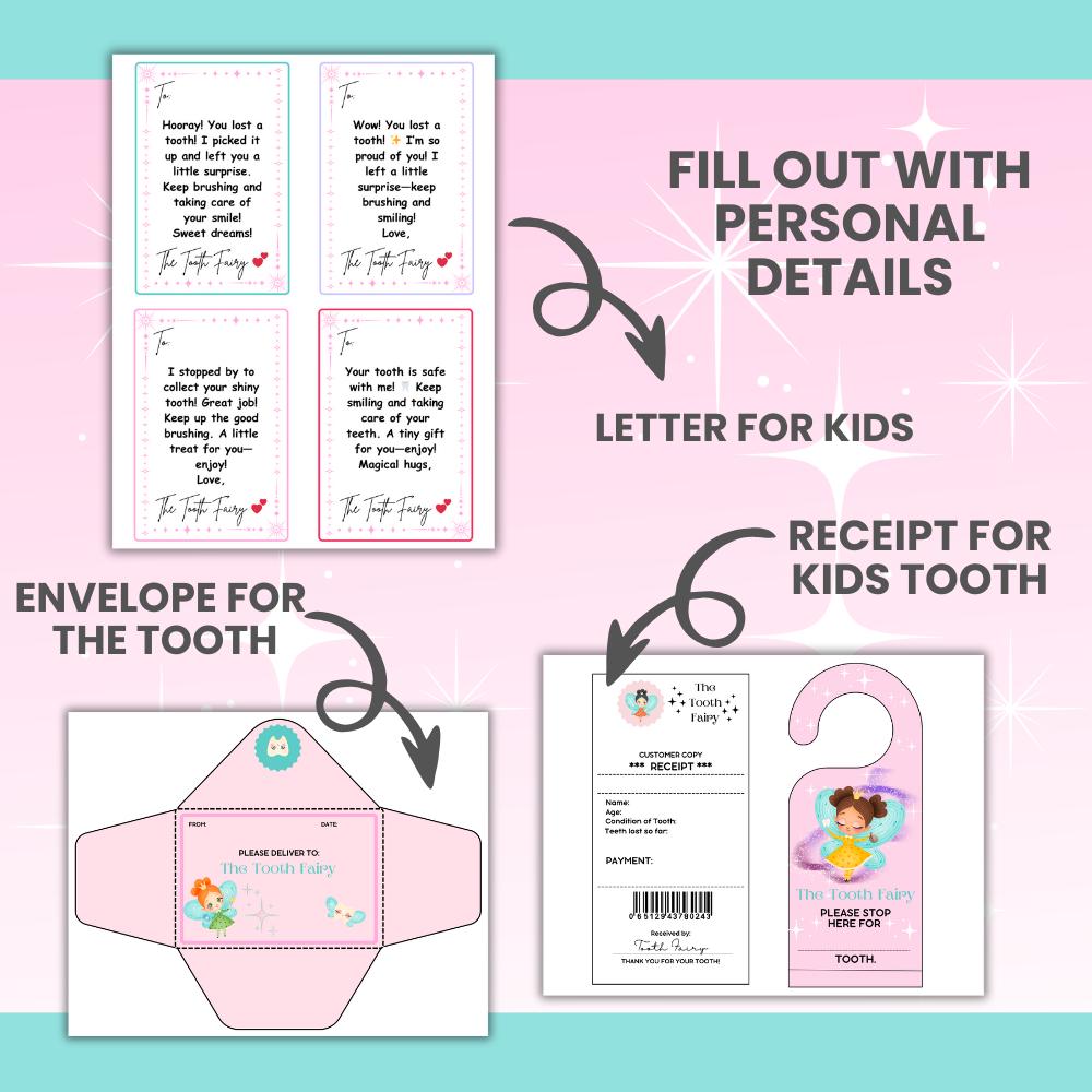 Printable PDF Tooth Fairy Kit- Tooth Fairy Letter- Colouring Pages ...