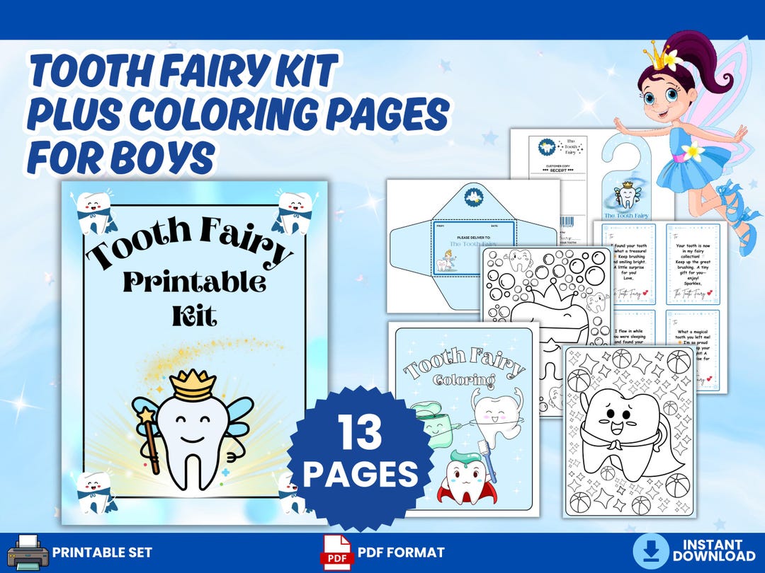 Printable PDF Tooth Fairy Kit- Tooth Fairy Letter- Colouring Pages ...
