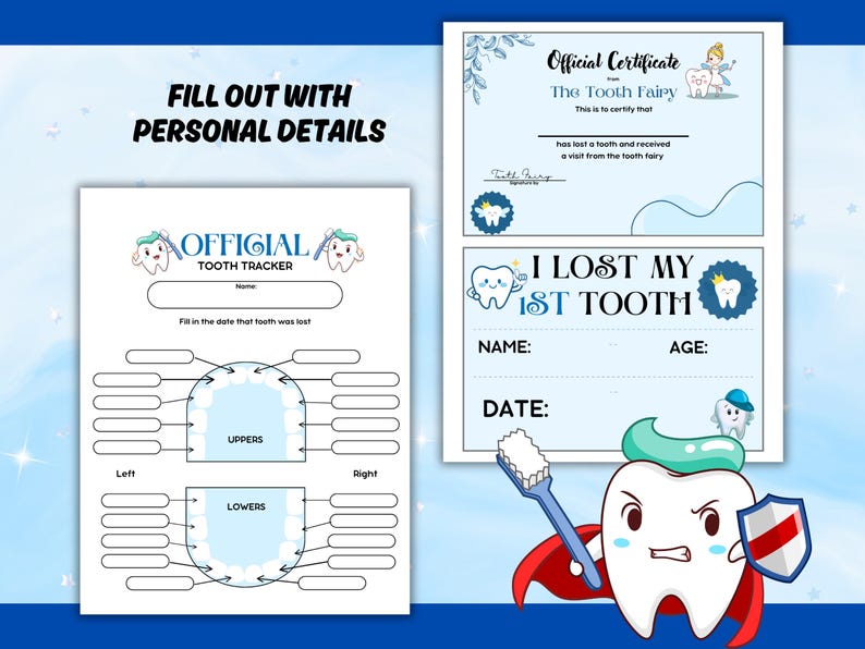 Printable PDF Tooth Fairy Kit- Tooth Fairy Letter- Colouring Pages ...