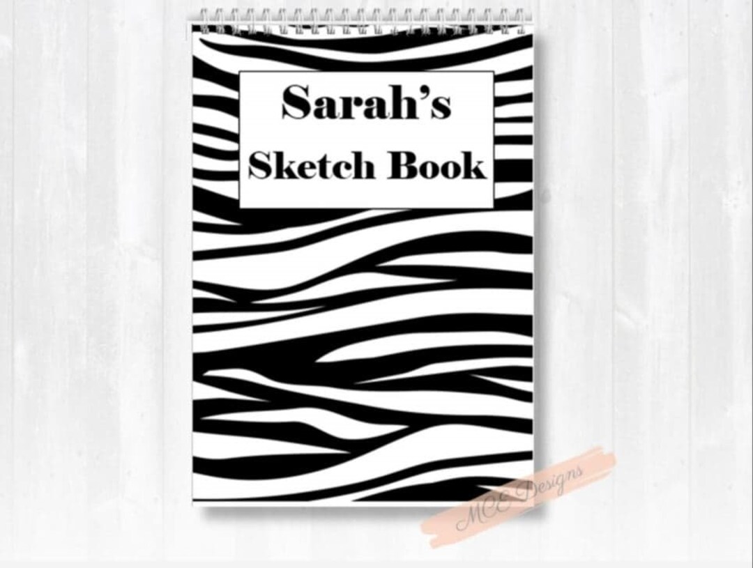 Zebra Print Personalised A4 Sketch pad / Drawing book/ Art pad ...