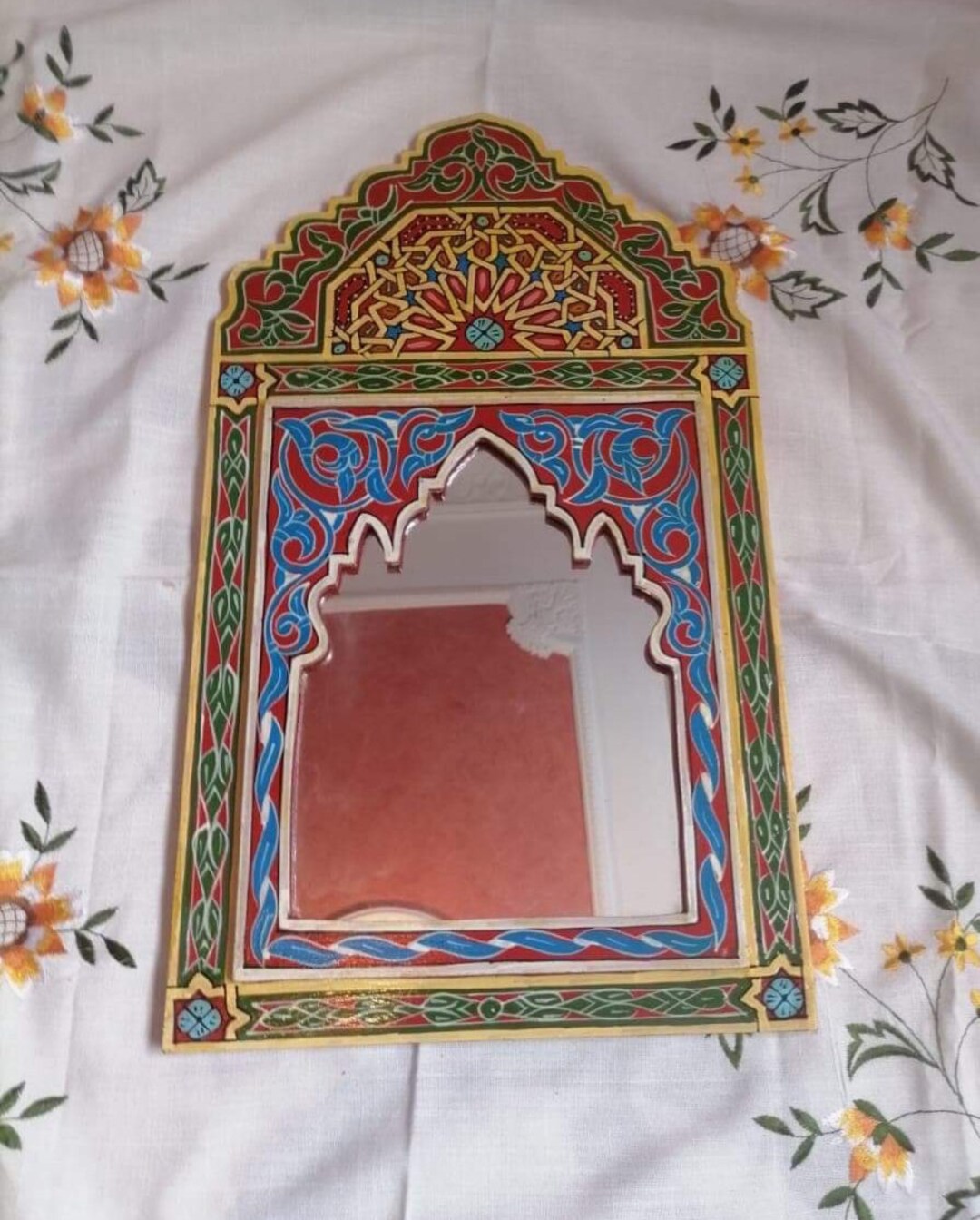 Big Burgundy Handpainted Moroccan Mirror Moroccan Mirror - Etsy