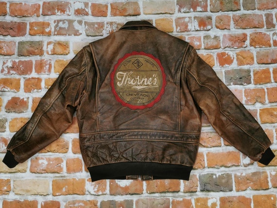 Chevignon Vintage Leather Jacket Pilots Aviator 1957 THORNES Chevignon Vintage Leather Jacket Pilots Aviator 1957 THORNES