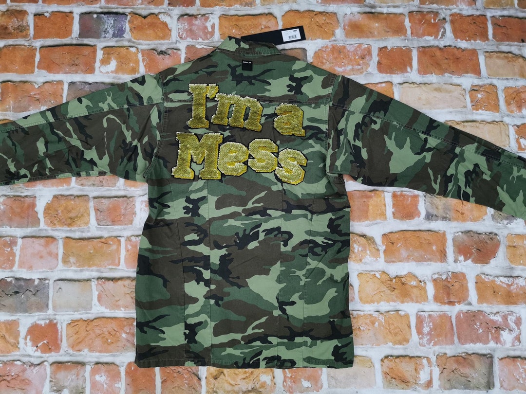 Replay 1981 Ladies Vintage Camo Army Jacket Field I M a Mess Camouflage ...