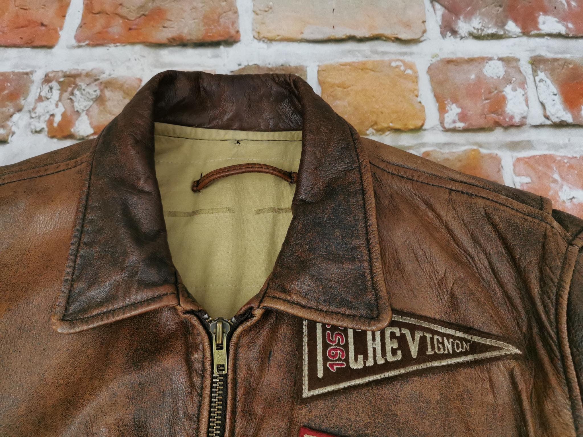 Chevignon Vintage Leather Jacket Pilots Aviator 1957 THORNES Chevignon Vintage Leather Jacket Pilots Aviator 1957 THORNES