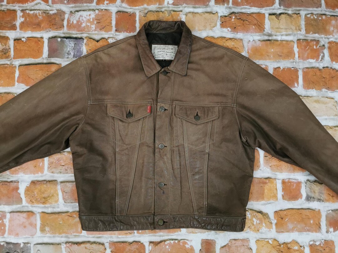 Chevignon Vintage Leather Jacket Denim Jackets Style Western FRONTIER ...