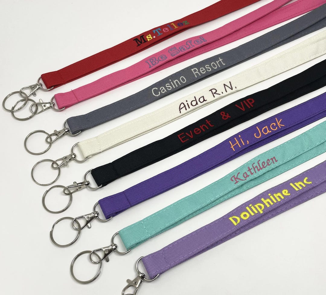 Personalized Solid Poly Fabric Lanyard Custom and Embroidered - Etsy