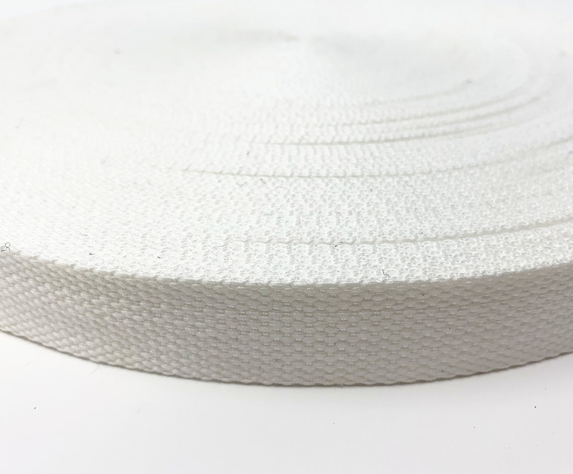 White Cotton Webbing - 1 Inch (25 Mm) Heavy Weight Cotton Webbing (5 ...
