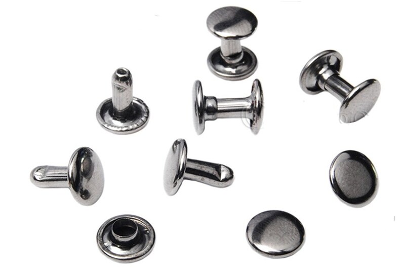 8mm Silver Metal Round Double Cap Rivets Leather Craft Stud - Etsy