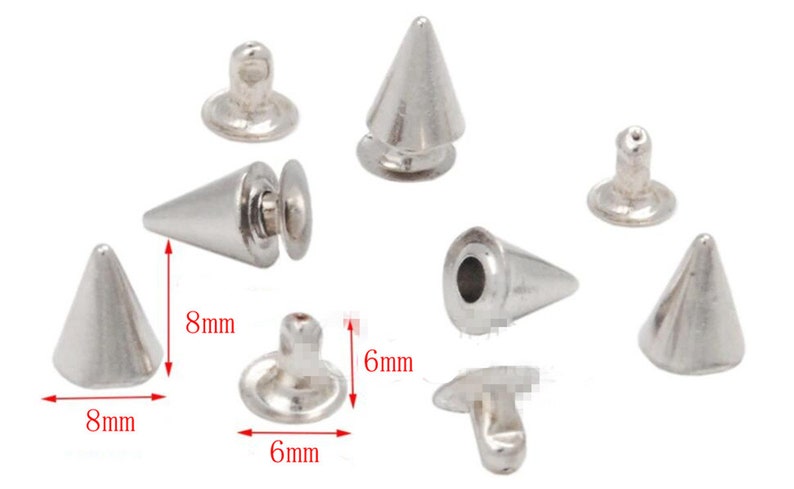 8mm 6mm Cone Rivets Studs Punk Rock Rivet DIY Leather Craft Stud ...