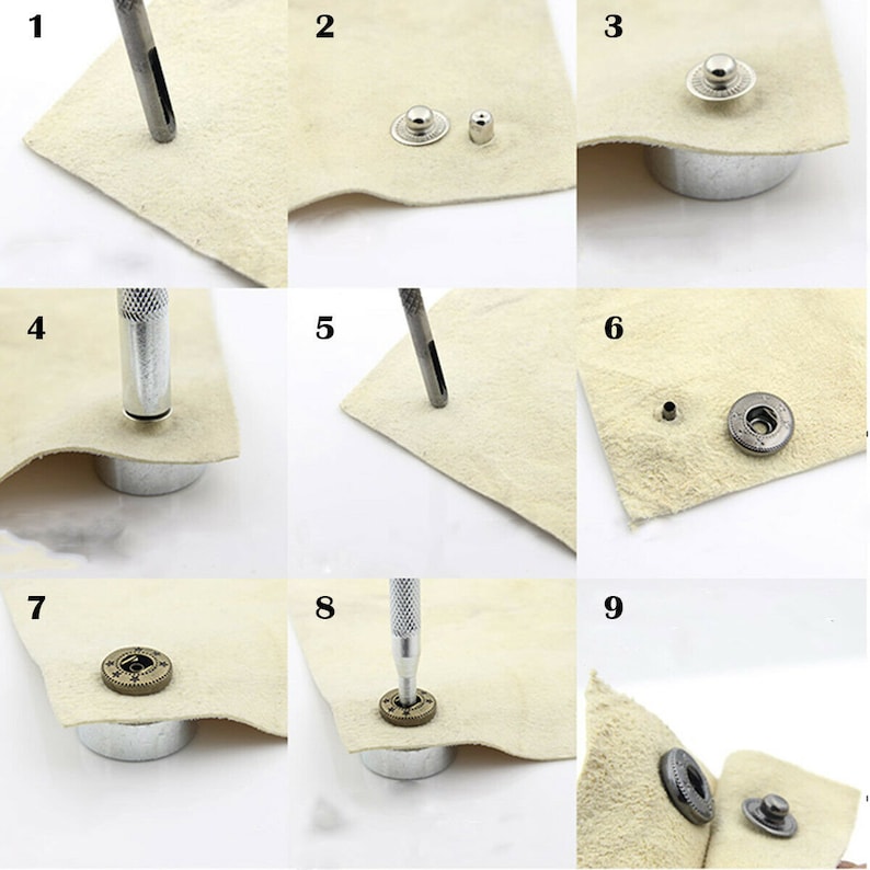 Premium 8mm (5/16") Metal Rivet Buttons Poppers Snap Fasteners Press ...