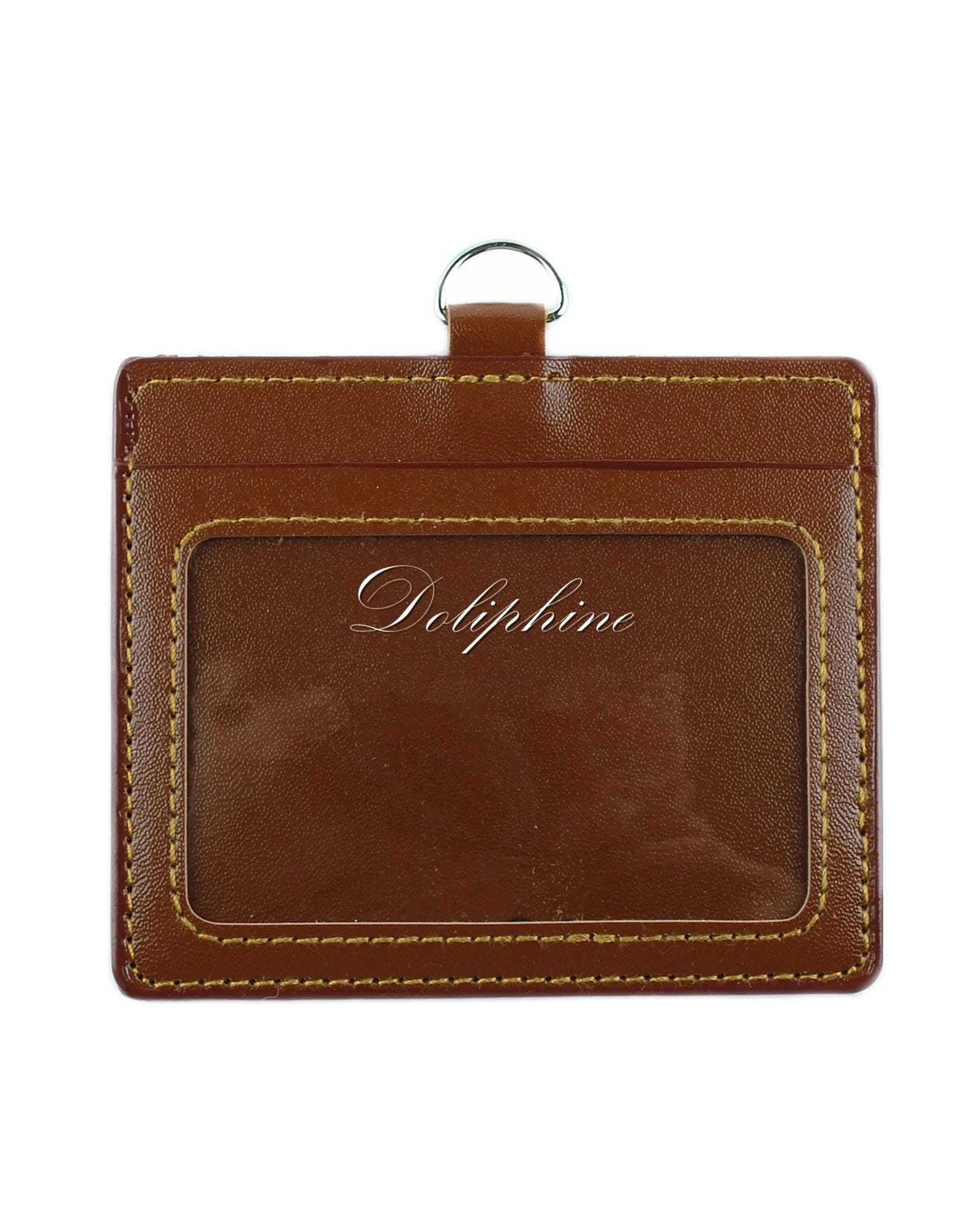 Horizontal 4 Layers Leather ID Badge Holder With Card Slot Free ...