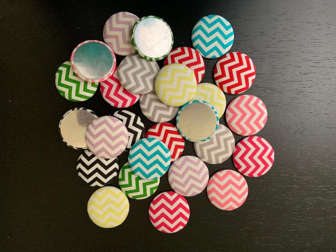 1.5 Inch Round (38 Mm) Chevron Fabric Covered Flat Back Buttons Large ...