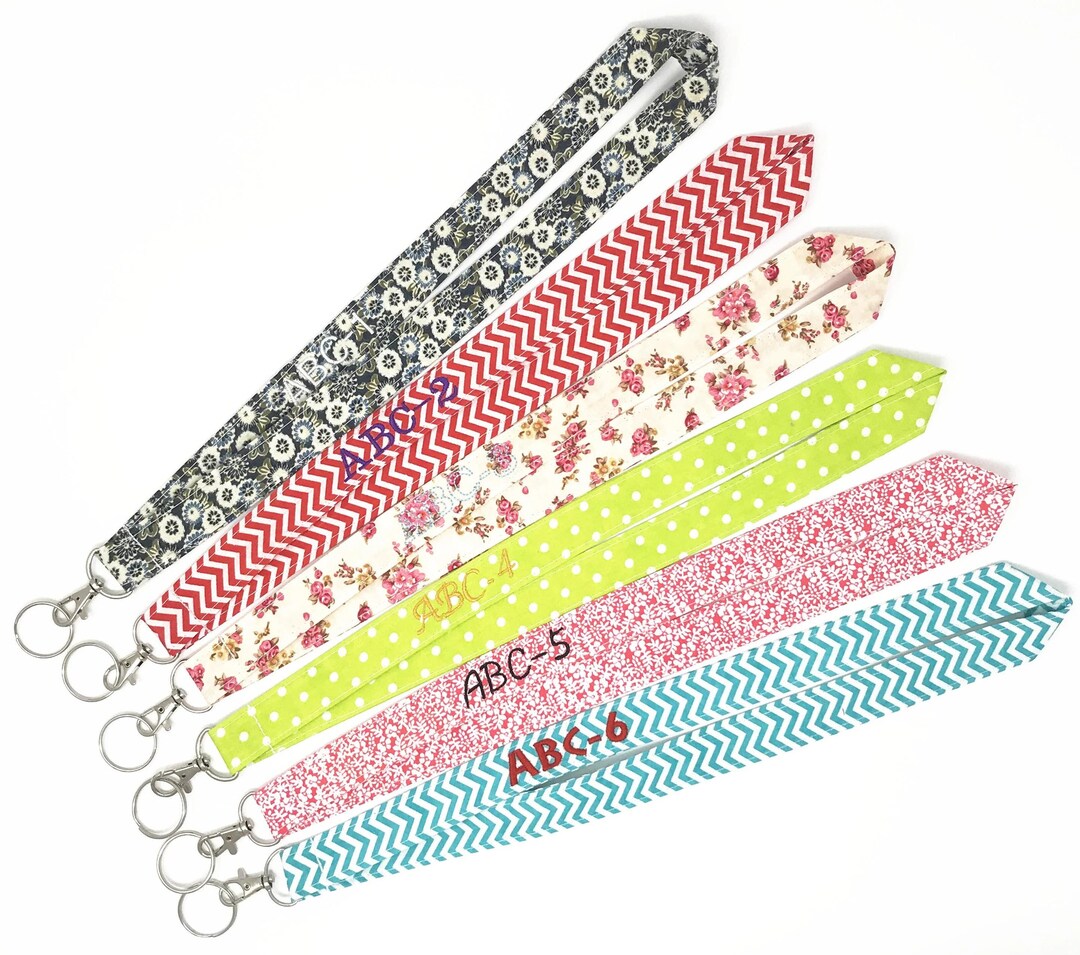 Personalized, Embroidered Fabric Necklace Lanyard With Keychain - Etsy