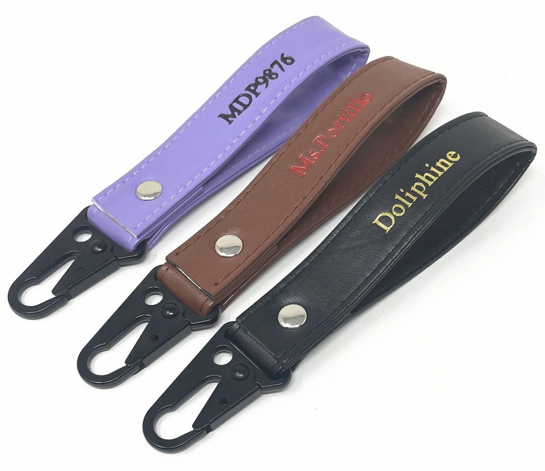 Engraved Heavy Duty Leather Wristlet Key Fob With Clasp - Etsy