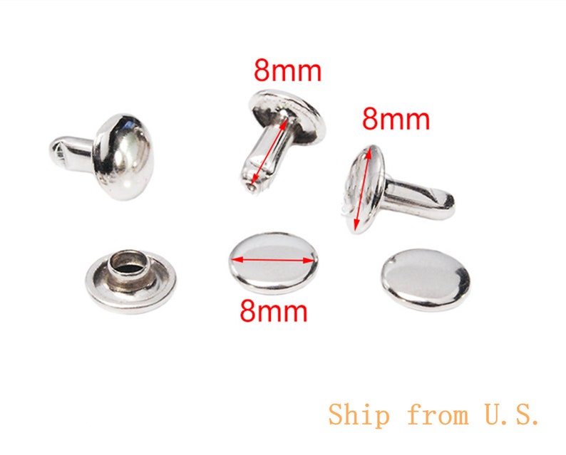 8mm Silver Metal Round Double Cap Rivets Leather Craft Stud U.S. Ship ...