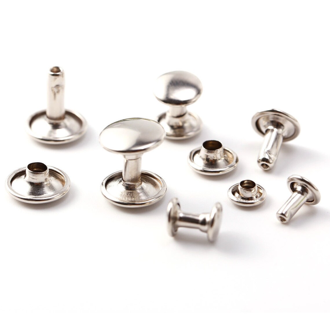 8mm Silver Metal Round Double Cap Rivets Leather Craft Stud - Etsy