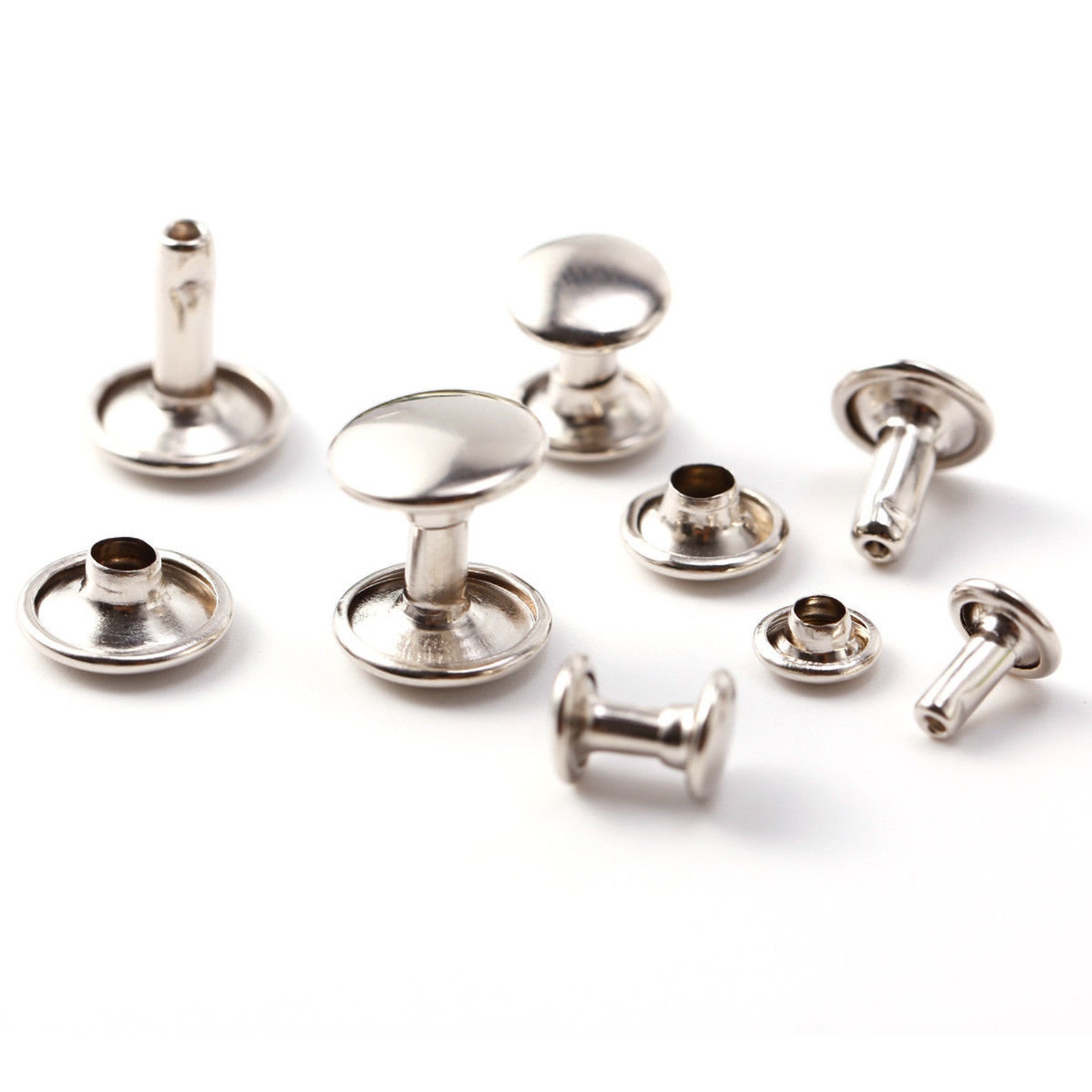 8mm Silver Metal Round Double Cap Rivets Leather Craft Stud - Etsy