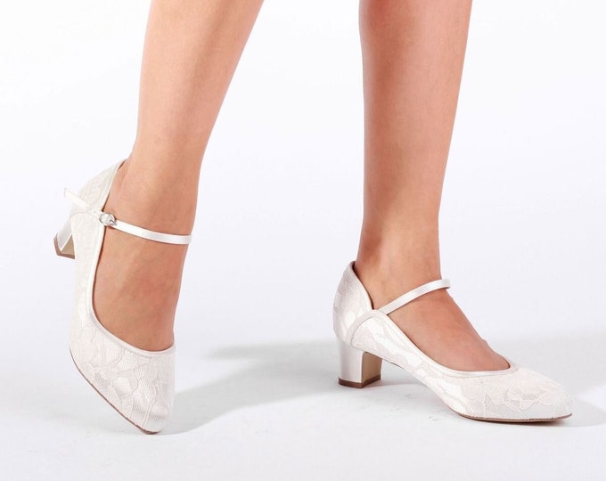 Ivory Lace Wide Fit Low Heel Wedding Bridal Shoes UK 4 6 - Etsy