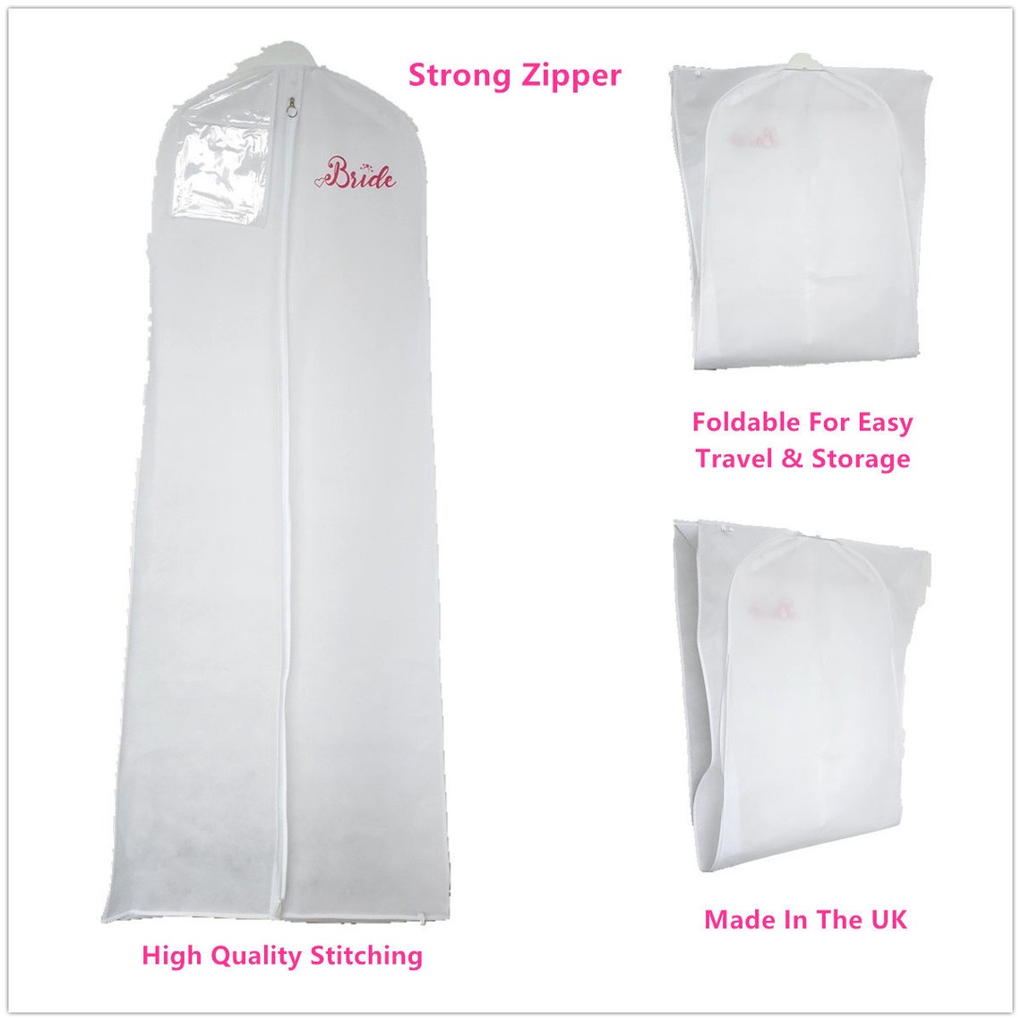 White 72" Extra Wide Large Long Full Length Breathable Wedding Bridal ...