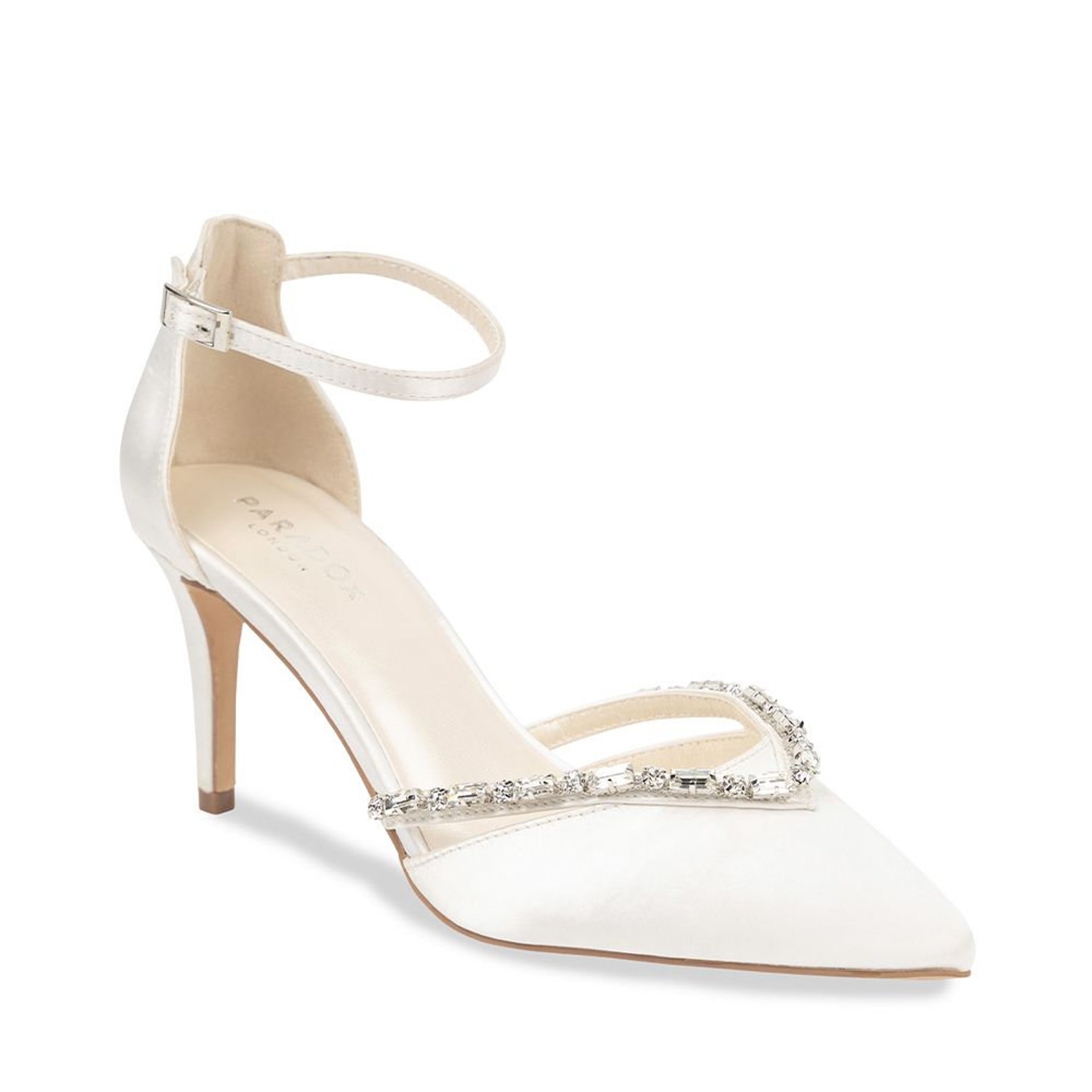 BNWB Gorgeous Ivory High Heel Ankle Strap Court Shoes Wedding/bridal ...