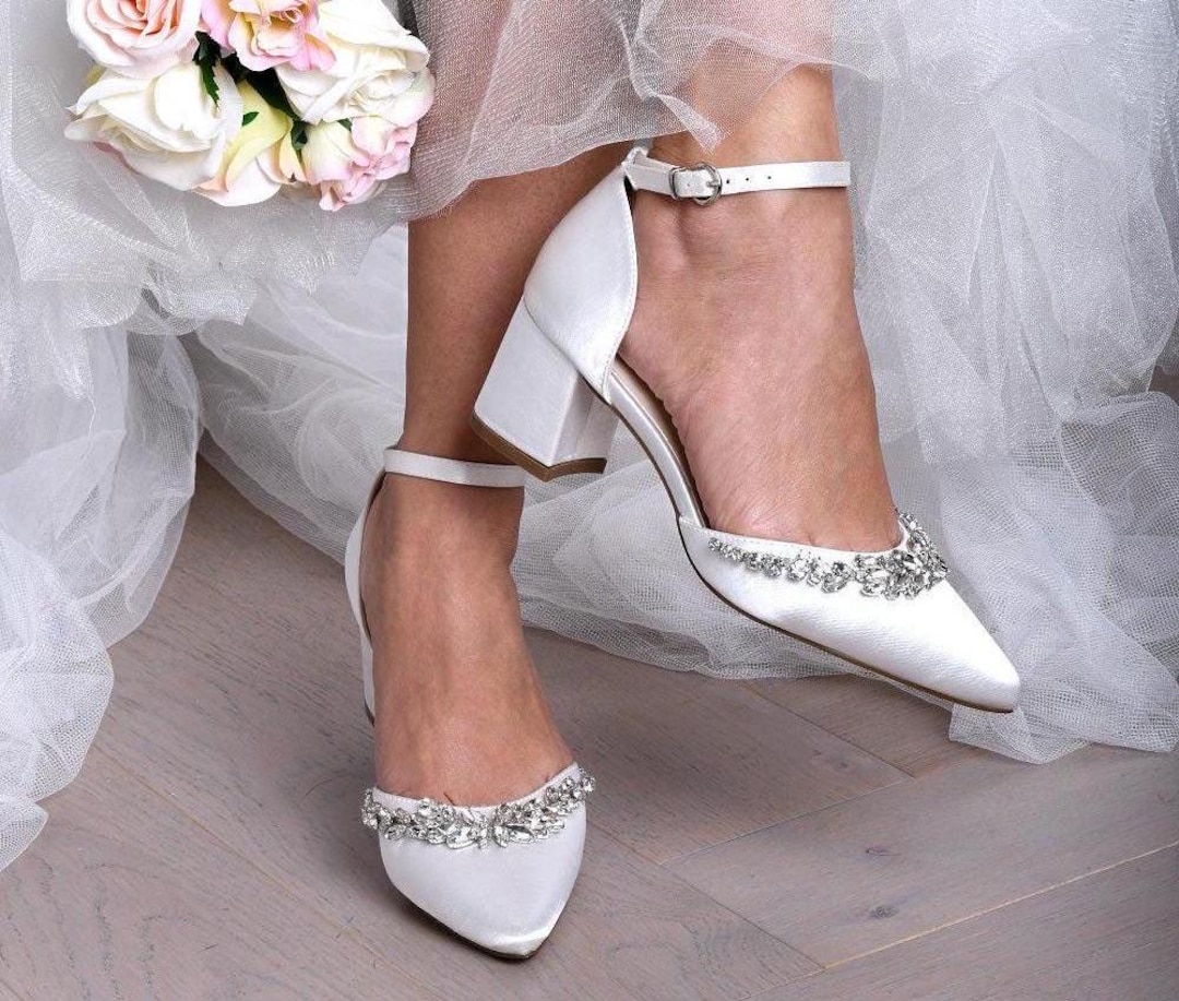 BNWB Gorgeous Ivory Mid Heel Ankle Strap Court Shoes Wedding/bridal ...