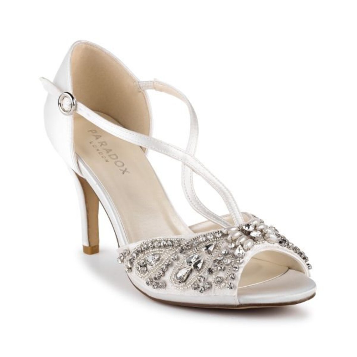 Ivory Satin High Heel Peep Toe Sandals Wedding Bridal Shoes UK 3 5 7 - Etsy