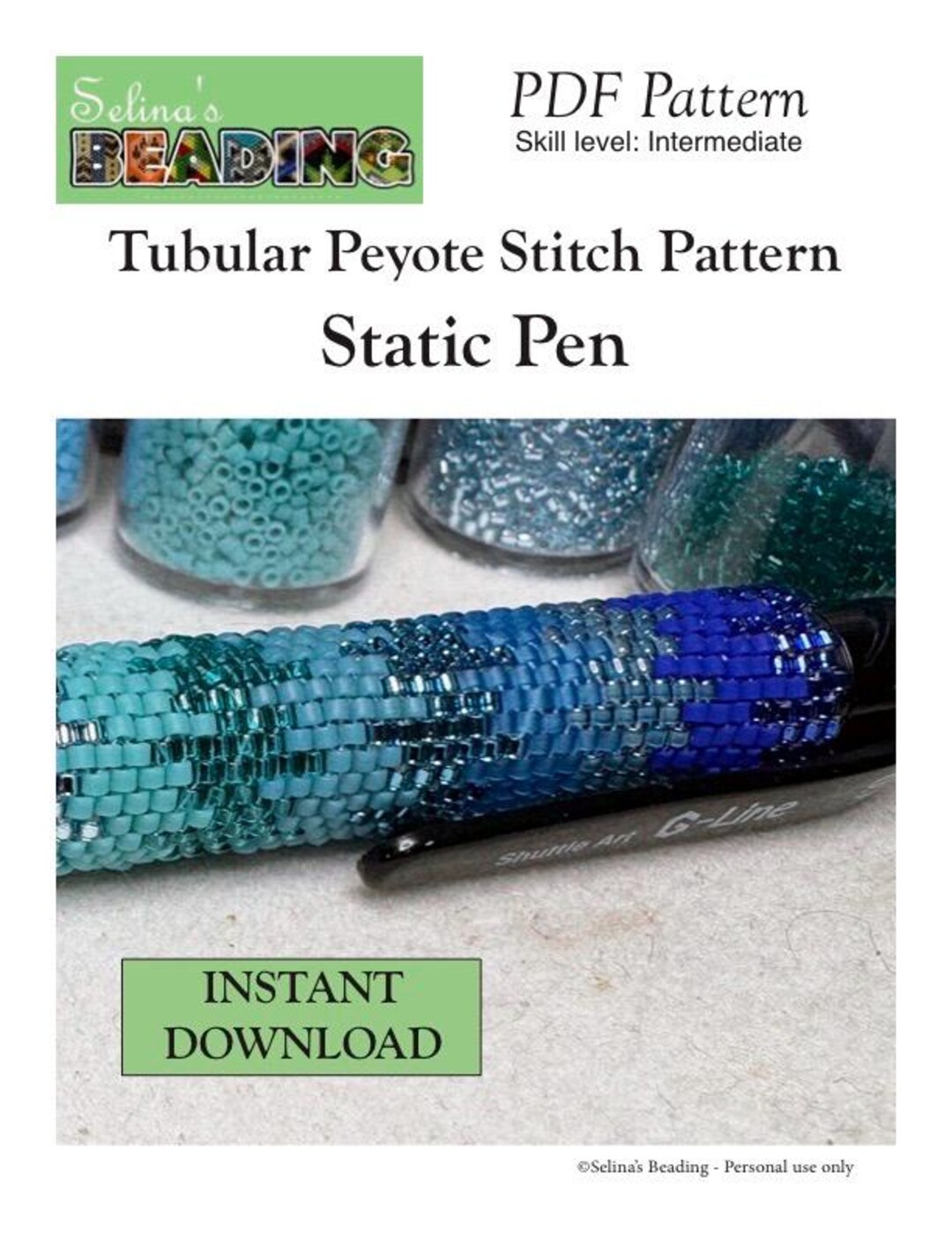 Selina’s Beading - Static Pen Pattern, Tubular Peyote Stitch Pattern ...