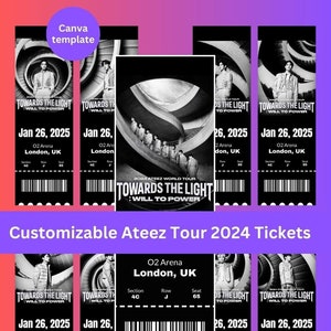 KPOP Ateez Tour 2024 Customizable Tickets DIGITAL ITEM Canva Template ...