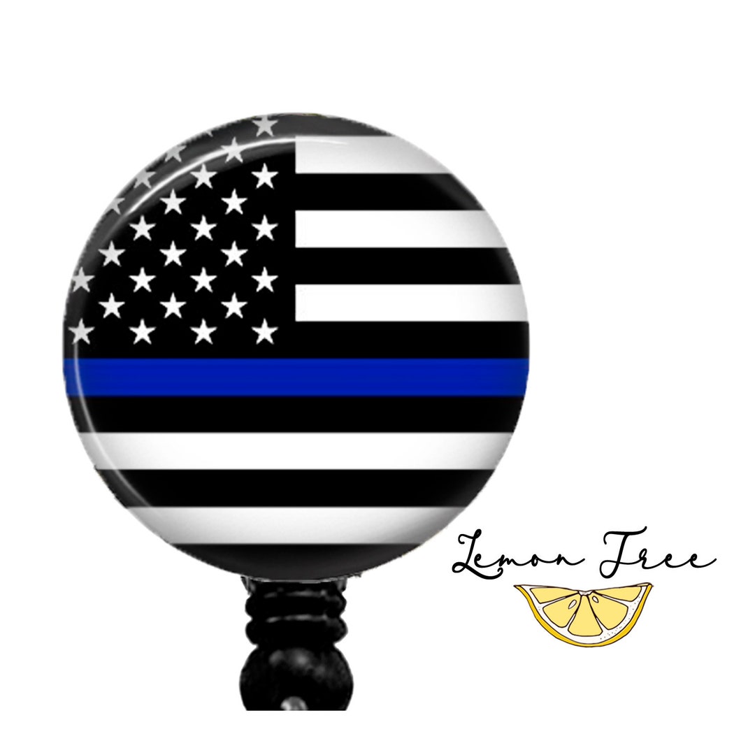 Thin Blue Line Badge Reel: Police Retractable ID Holder - Etsy