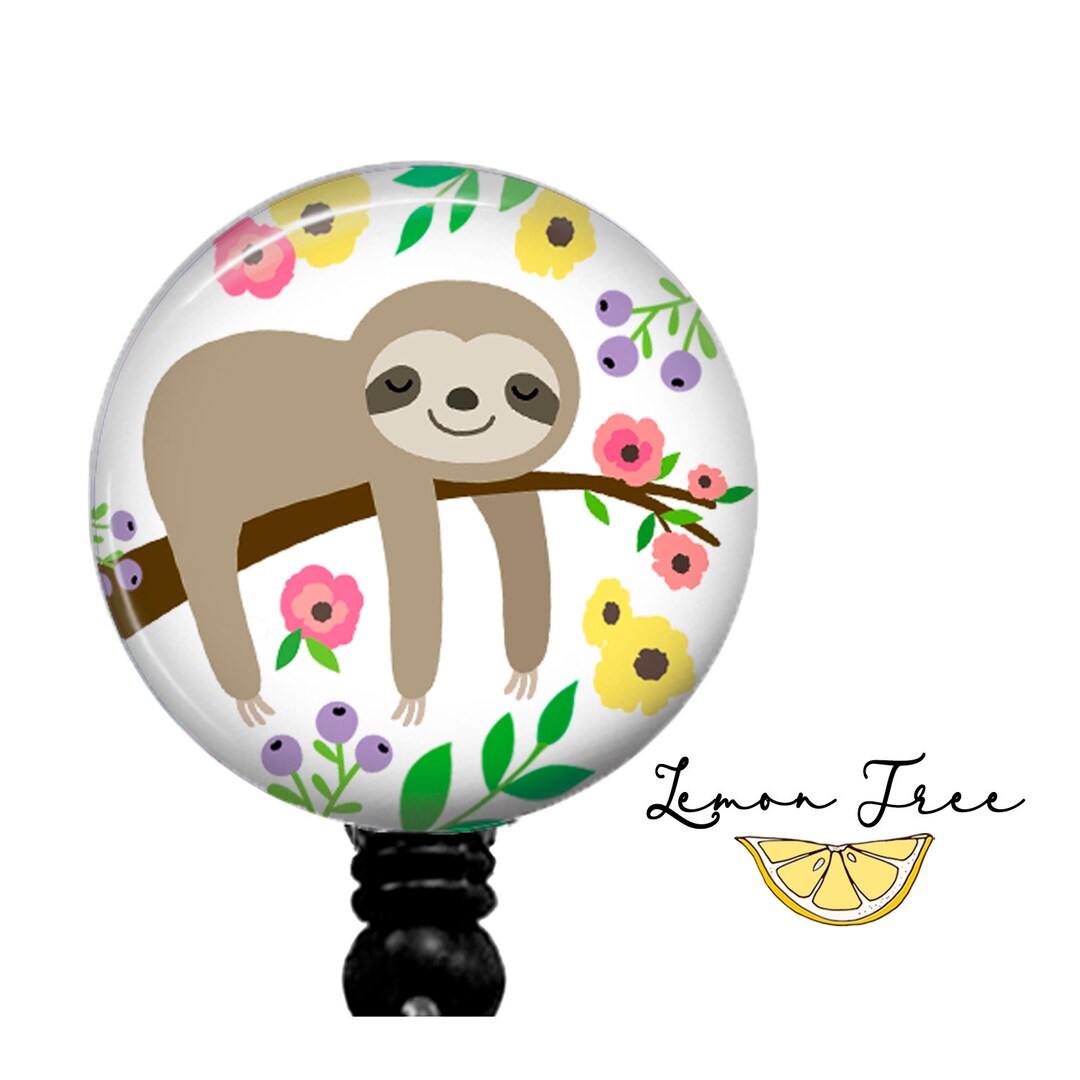 Cute Sloth Badge Reel - Retractable Badge Holder - Lanyard - Carabiner ...