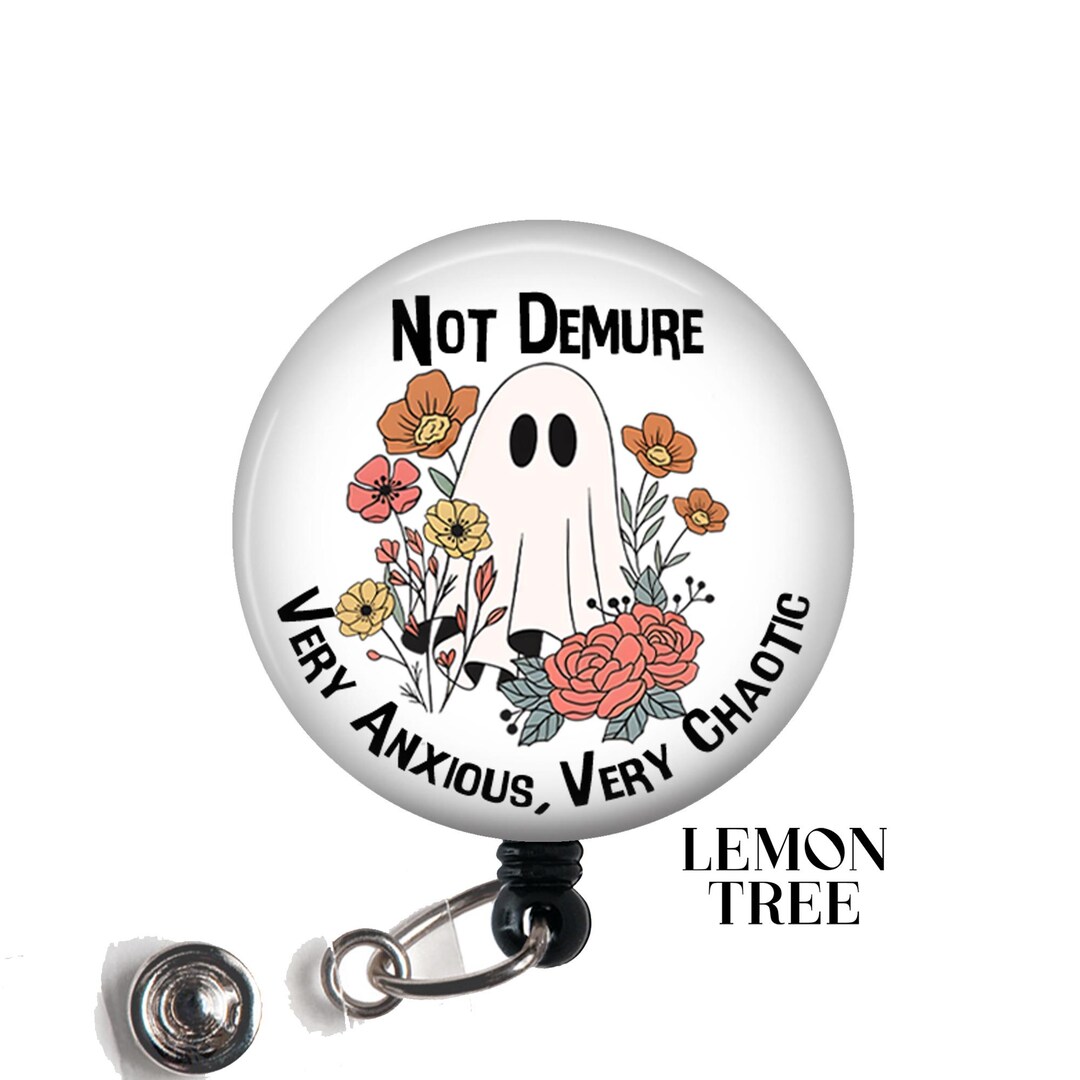 Funny Not Demure Ghost Badge Reels Coquette Retractable Badge Holder ...