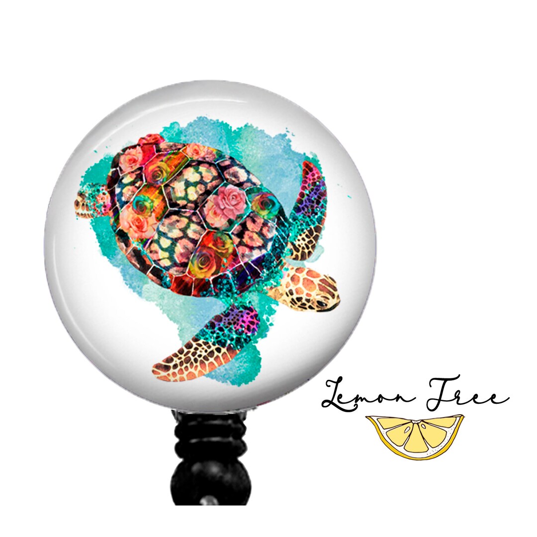 Cute Sea Turtle Badge Reel - Retractable Badge Holder - Lanyard ...