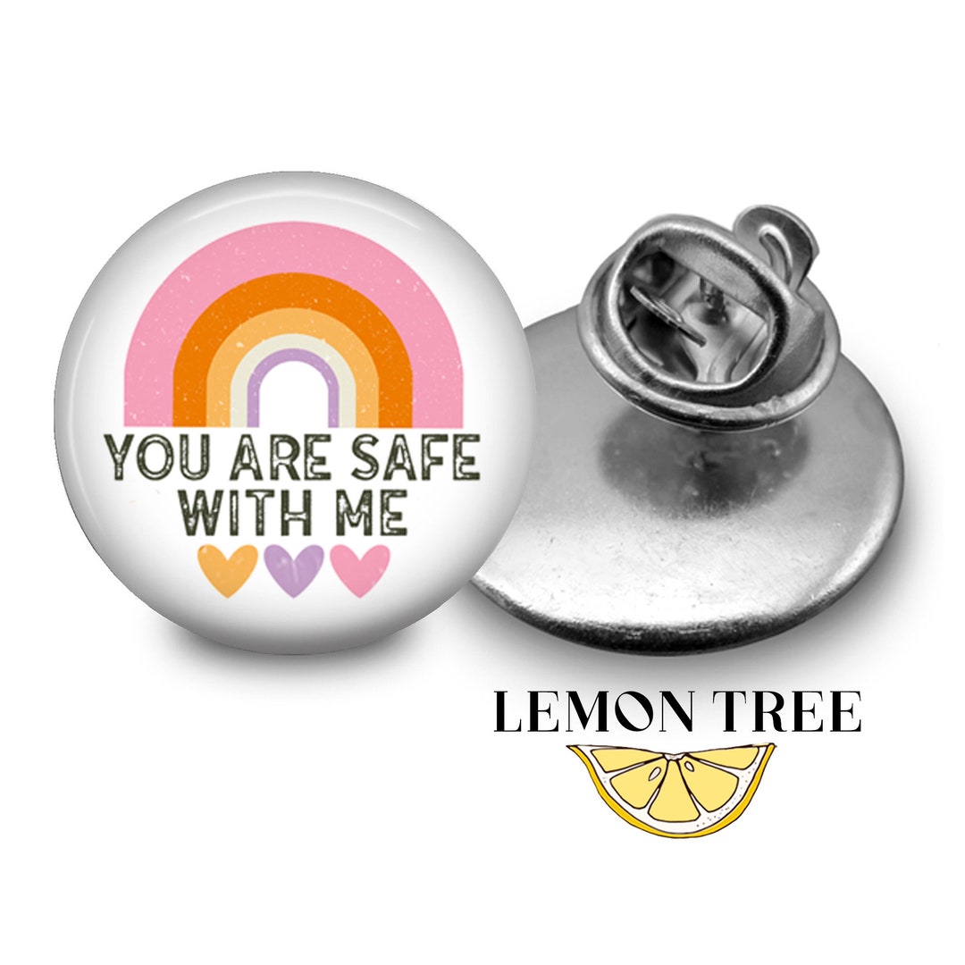 ID Badge Pin - You Are Safe With Me Pin - Transgender Ally Pin ...