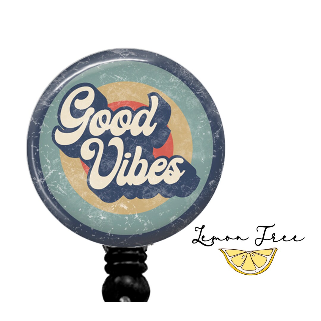 Retro Good Vibes Badge Reel - Retractable Badge Holder - Lanyard ...