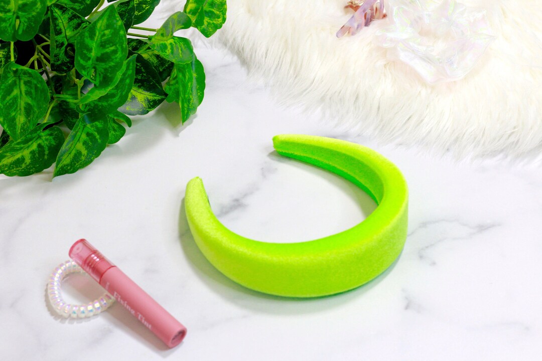 Neon Green Padded Headband Thick Headbands Wide Hairband - Etsy