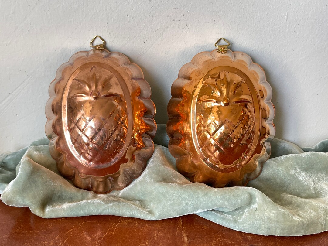 Vintage Copper Molds Wall Art Set of 2 Copper Pineapple Design Jelly ...