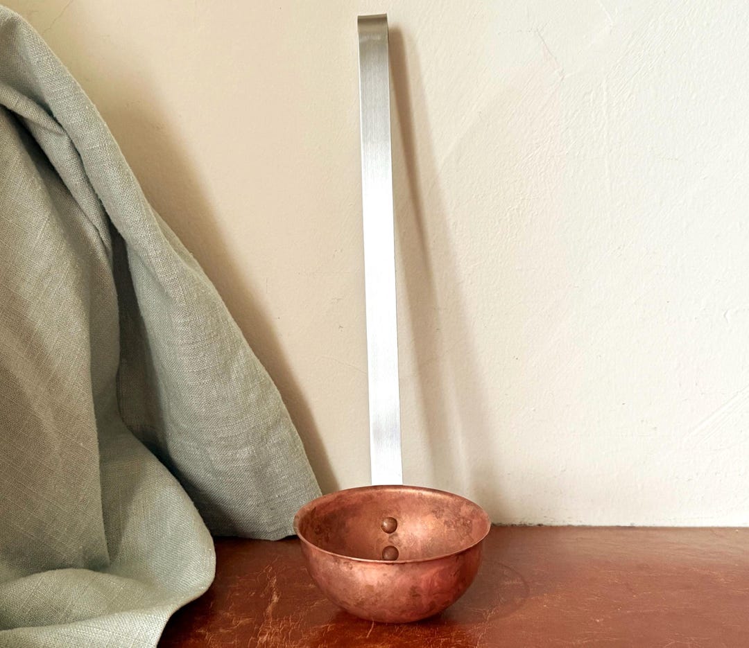 Vintage Copper Ladle Dipper With Riveted Stainless Hook Handle Solid ...