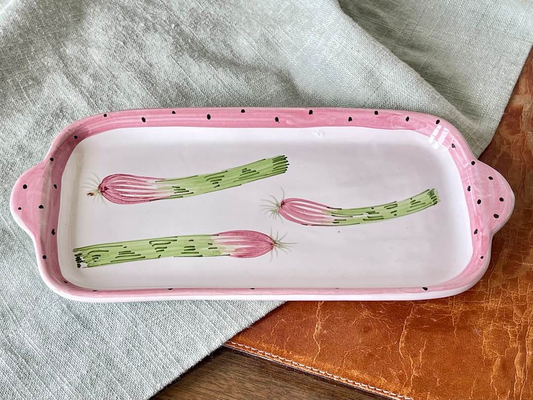 Hand Painted Italian Pottery Serving Tray Made in Italy Scallion Design ...