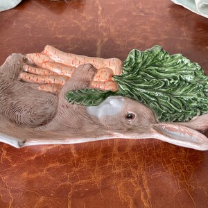Vintage Fitz and Floyd Rabbit Platter Hand Painted Bunny With Carrots ...