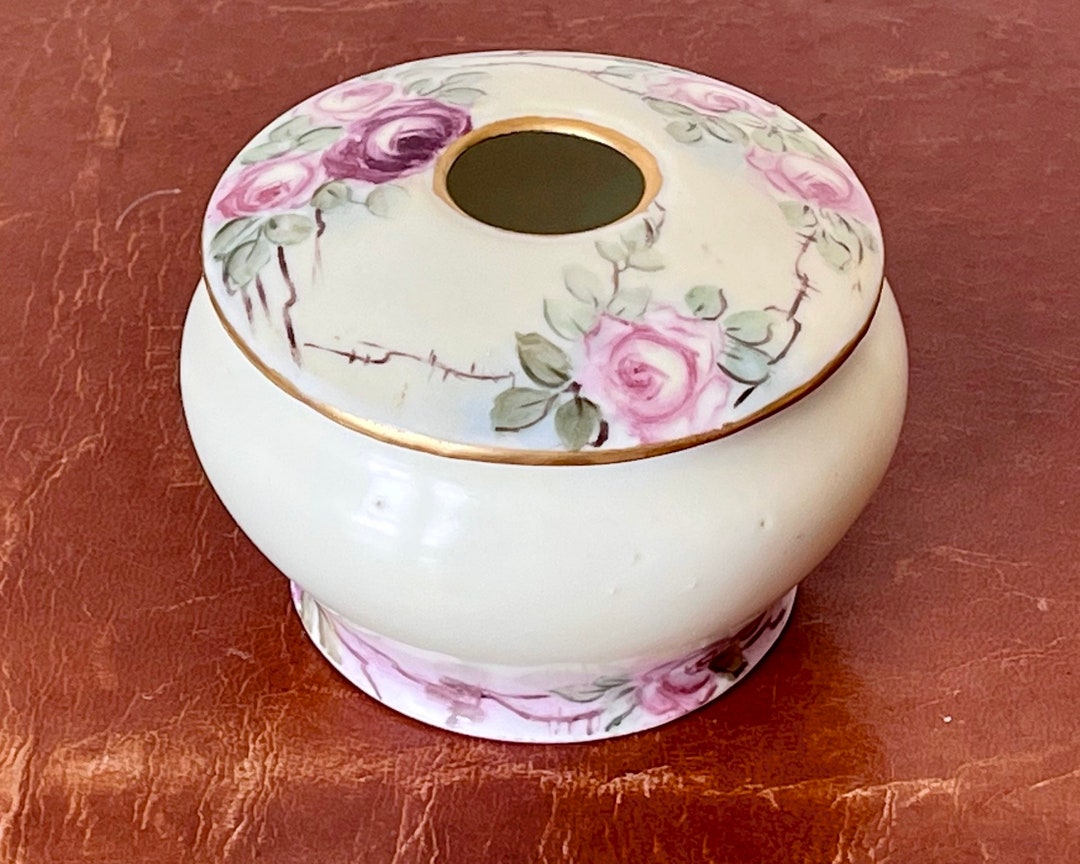 Antique Victorian Hair Receiver Hand Painted Porcelain Marked Weimar ...