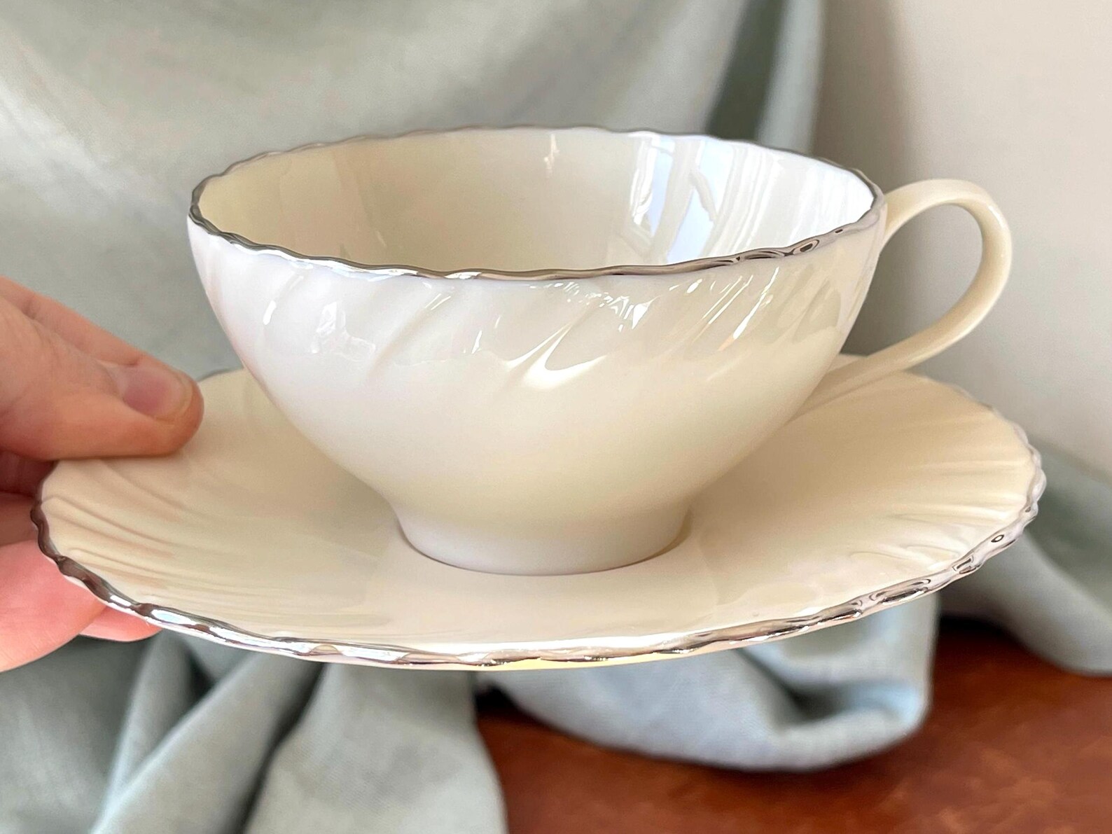 Vintage Lenox Weatherly Cup and Saucer 1960’s Lenox Embossed Swirl ...