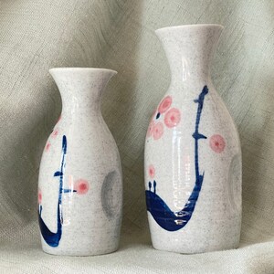 Vintage Japanese Sake Bottles Set of 2 Cherry Blossom Design Porcelain ...