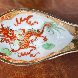 Vintage Chinese Red Dragon Spoons Set of 6 Hand Painted Porcelain ...