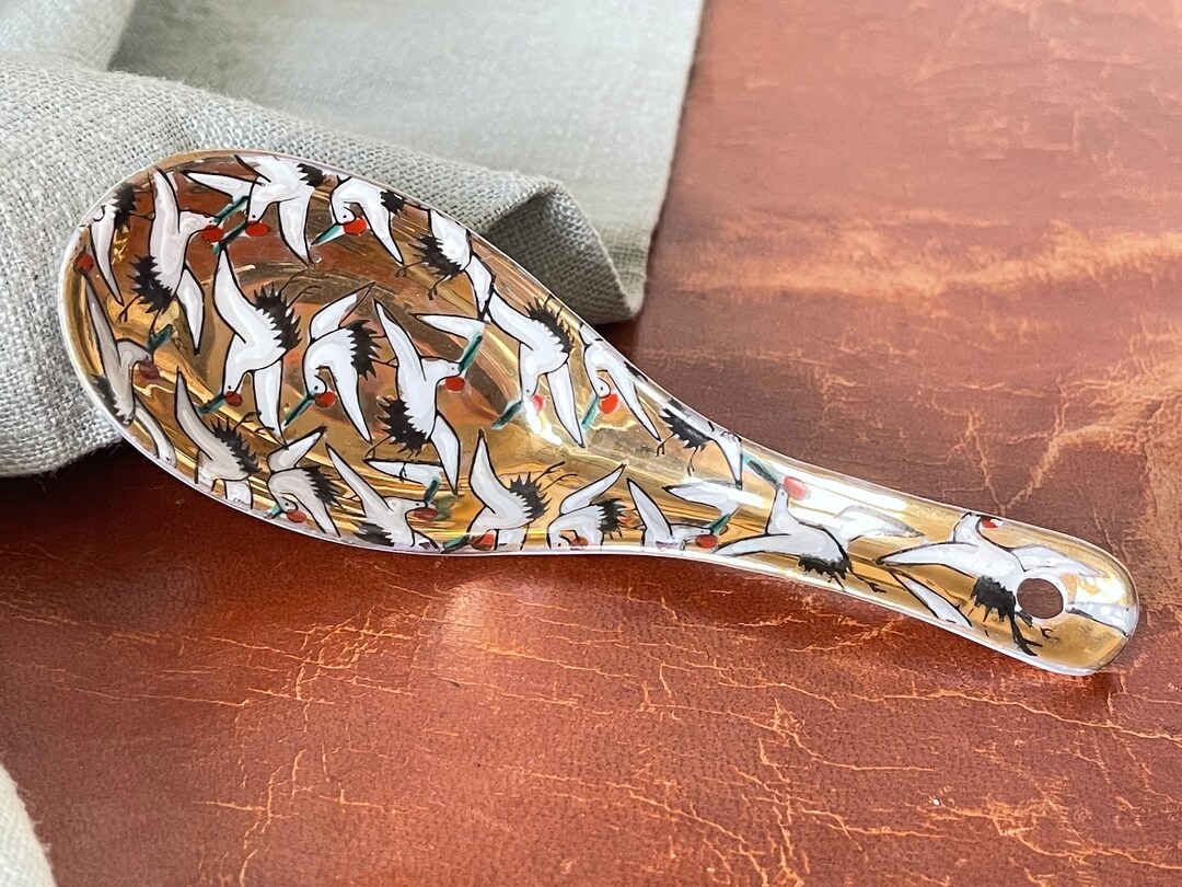 Vintage Japanese Kutani Crane Spoon Porcelain Hand Painted Gold and ...