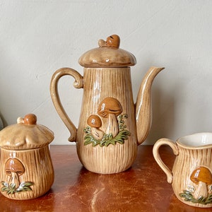 Vintage Mushroom Tea Set 1970s Hand Painted Mushroom Teapot Covered ...