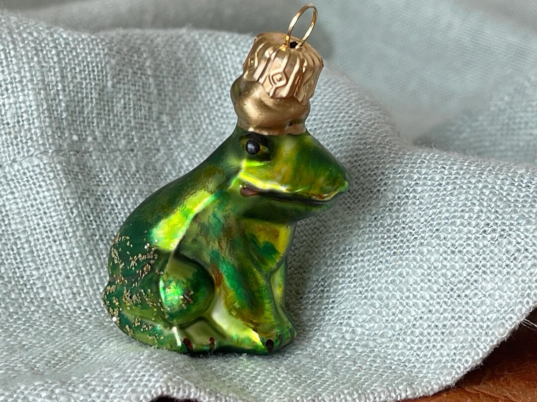 Vintage Polish Frog Ornament Blown Glass Frog With Crown Glass ...