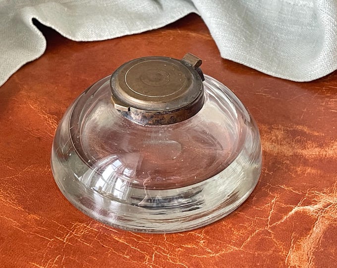 Antique Naval Marine Glass Inkwell Paperweight “pancake” Ship’s Inkwell ...